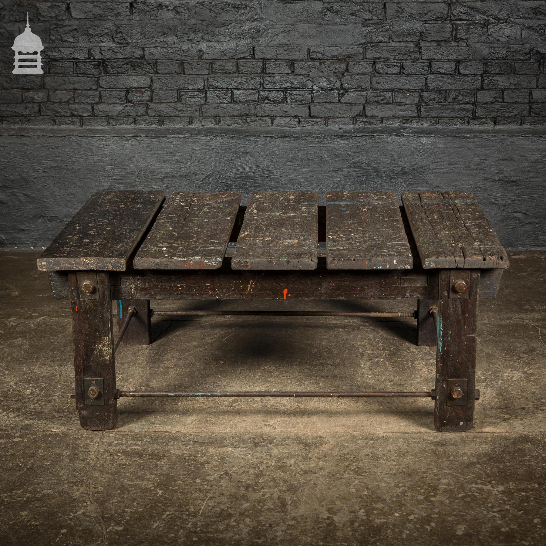 Vintage Industrial Workshop Work Trestle Coffee Table | Norfolk Reclamation