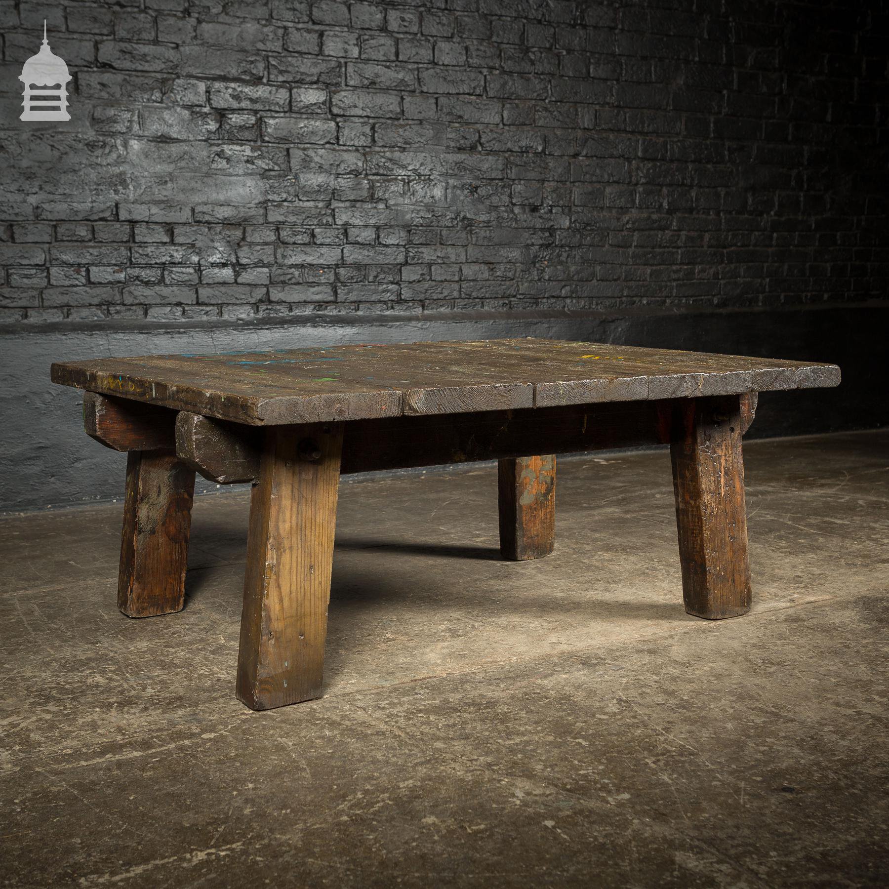 Vintage Industrial Workbench Work Trestle Coffee Table | Norfolk ...