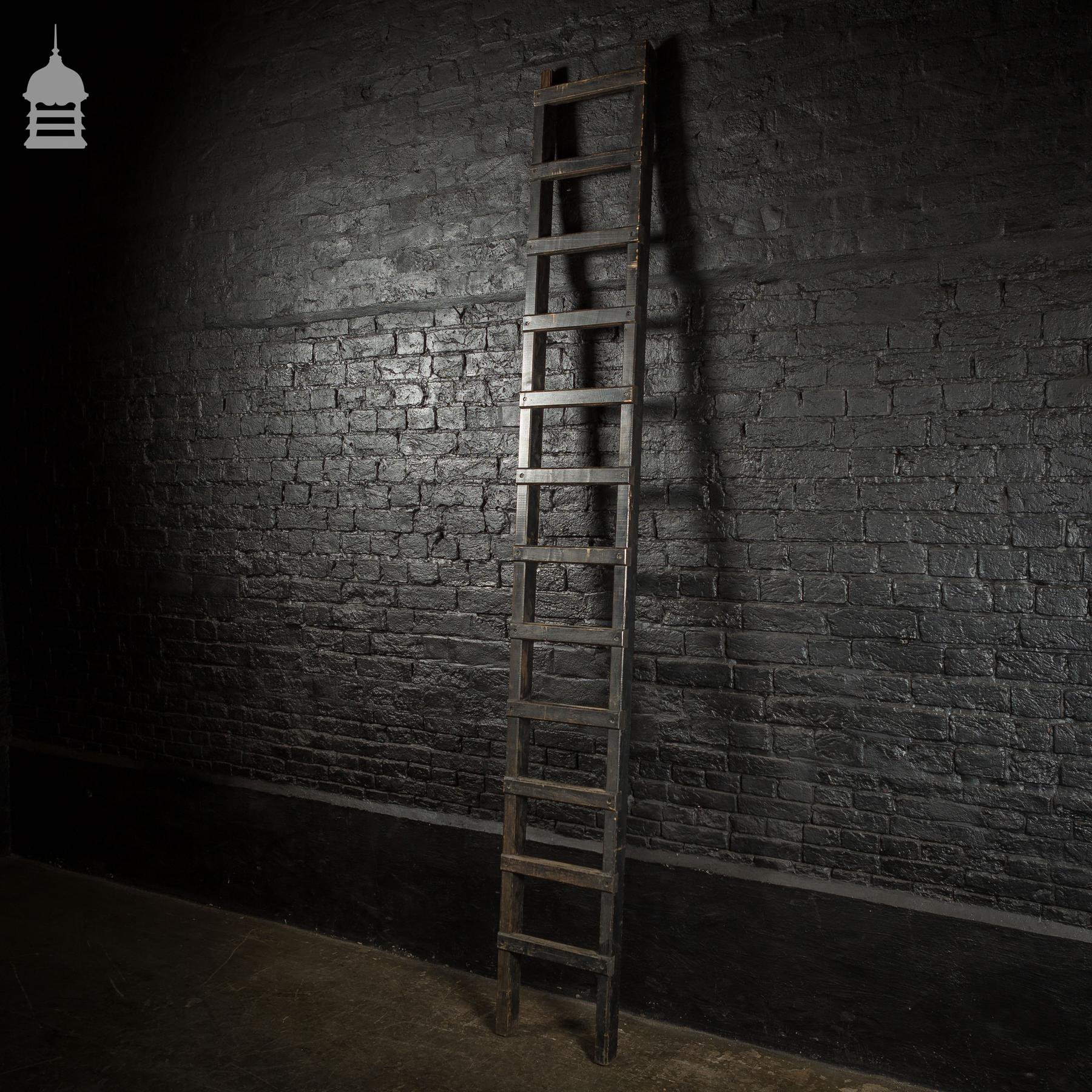 Reclaimed Industrial Black Painted Workshop Ladder | Norfolk Reclamation