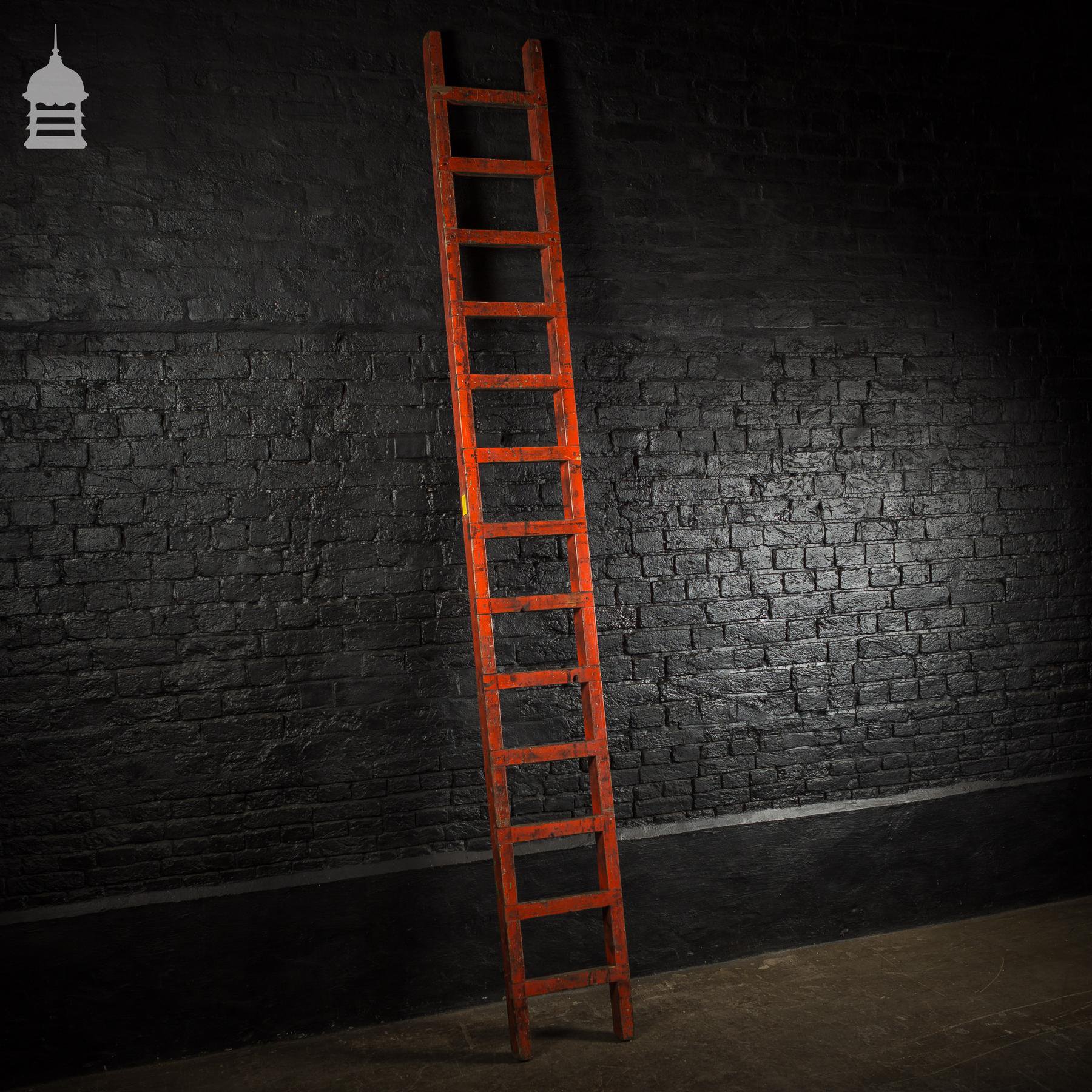 Reclaimed Industrial Red Painted Workshop Ladder | Norfolk Reclamation