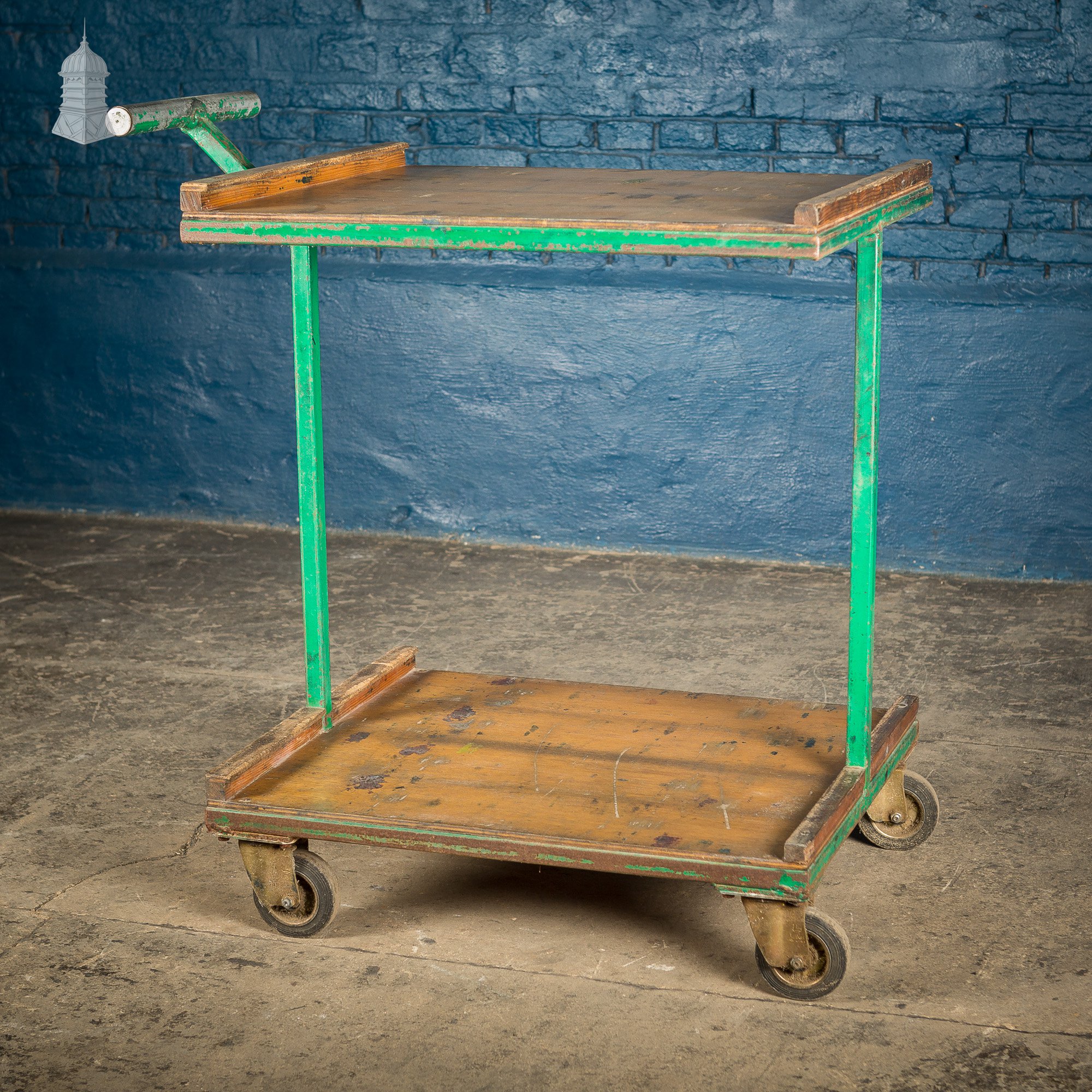 Vintage Green Industrial Wheeled Trolley | Norfolk Reclamation