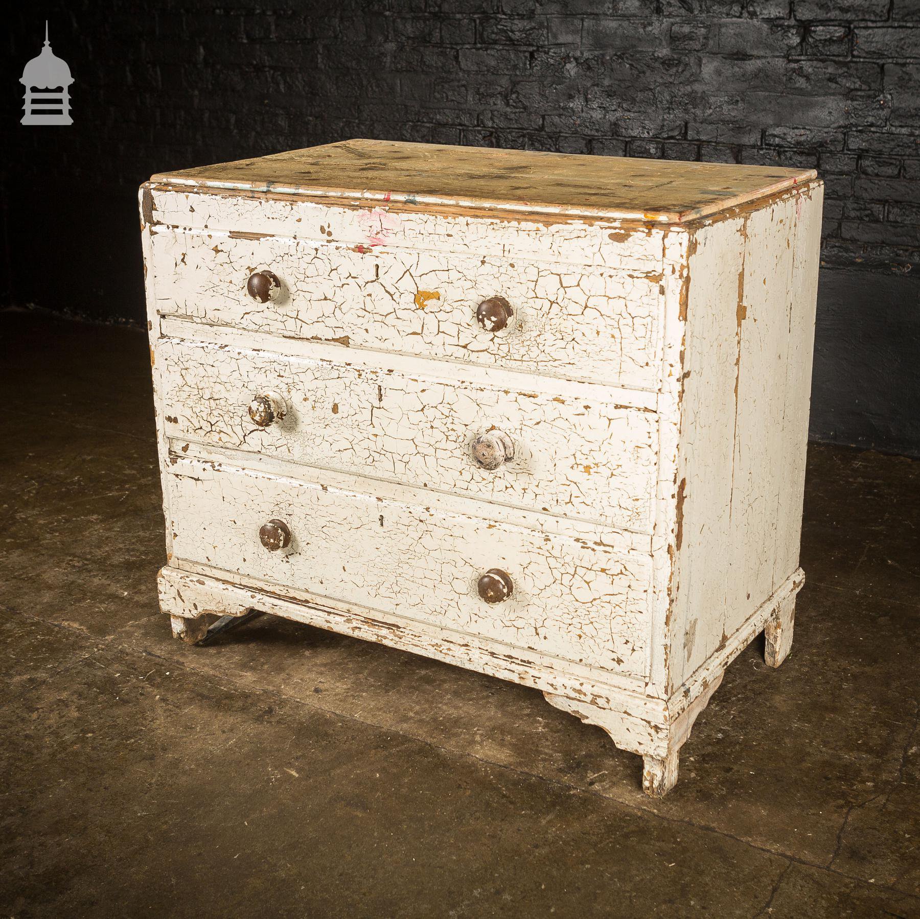 Distressed Georgian Chest of Drawers With Flaky White Paint | Norfolk ...