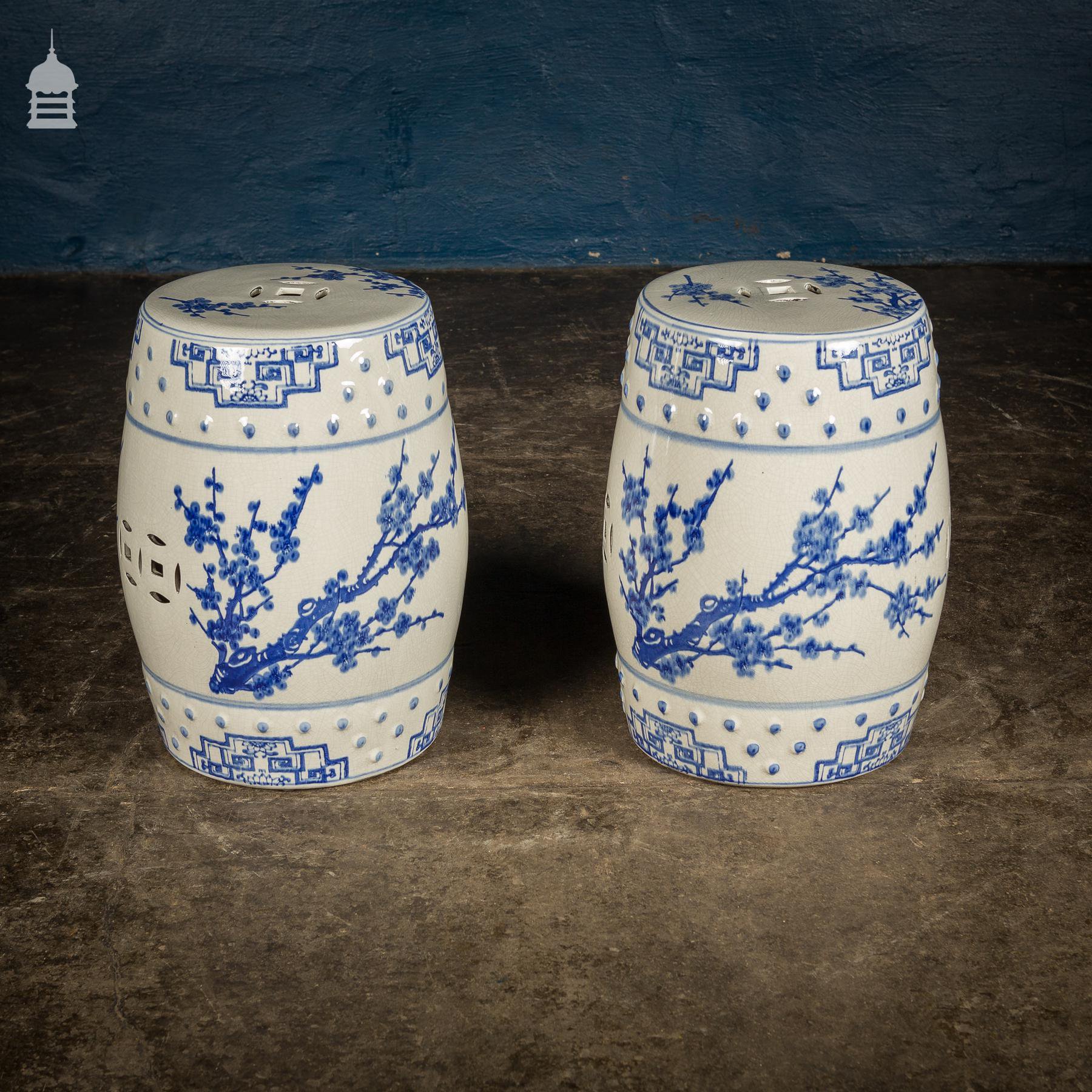 Pair of Blue and White 19th C Chinese Porcelain Garden Seats | Norfolk ...