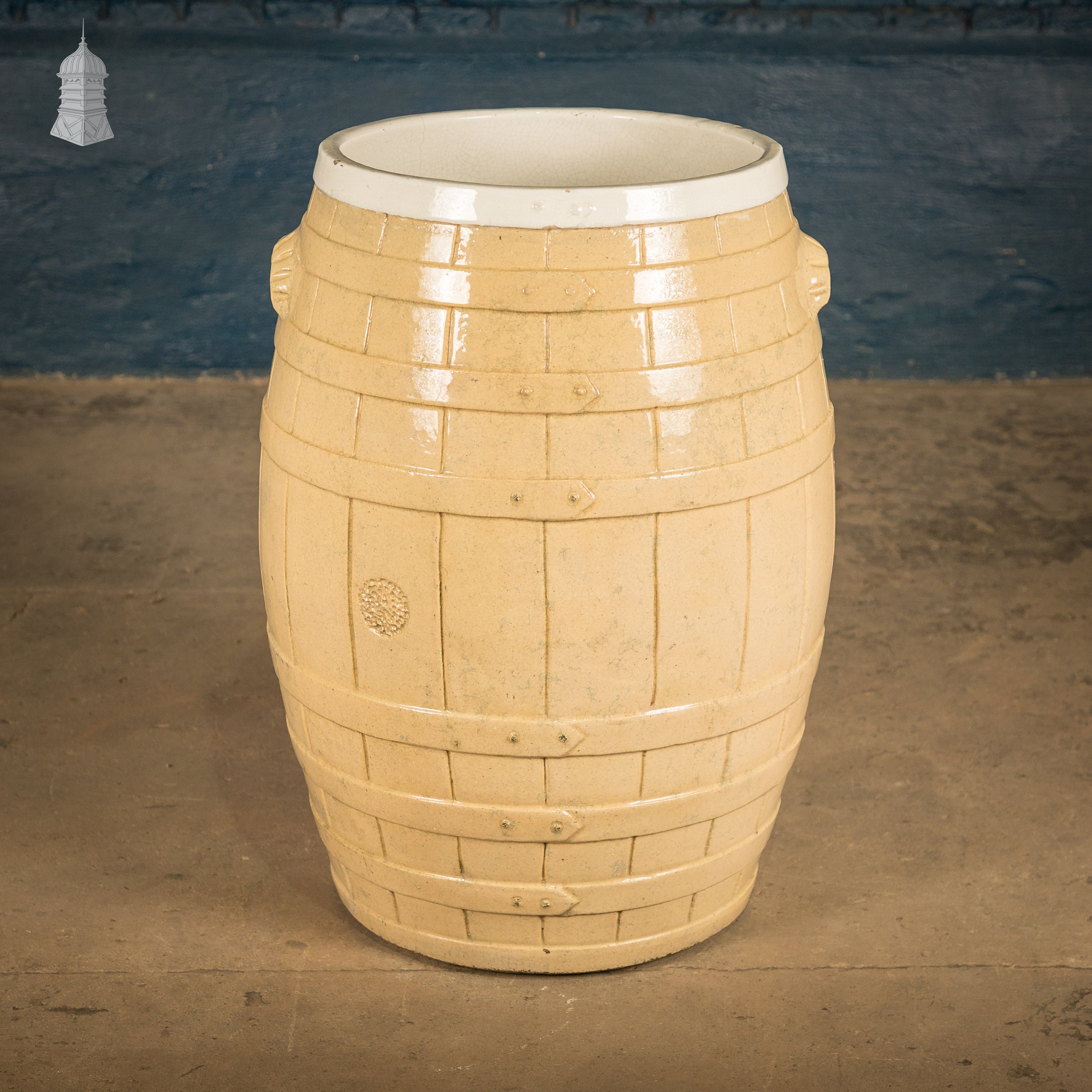 Glazed Flour Barrel, Cane and White, Traditional Coopered Form ...
