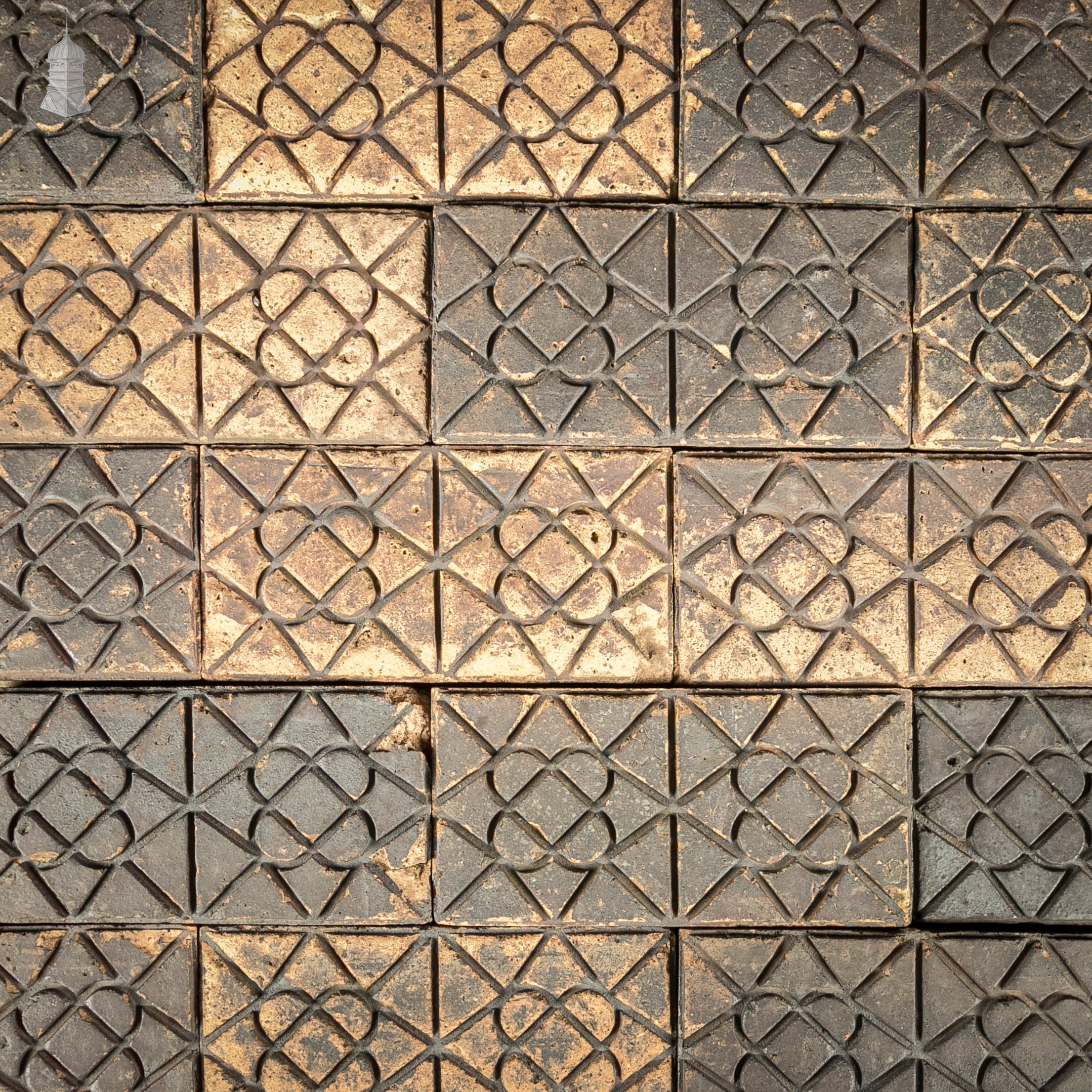 Patterned Staffordshire Blue Pavers, Floral Design Stable Bricks, Batch ...